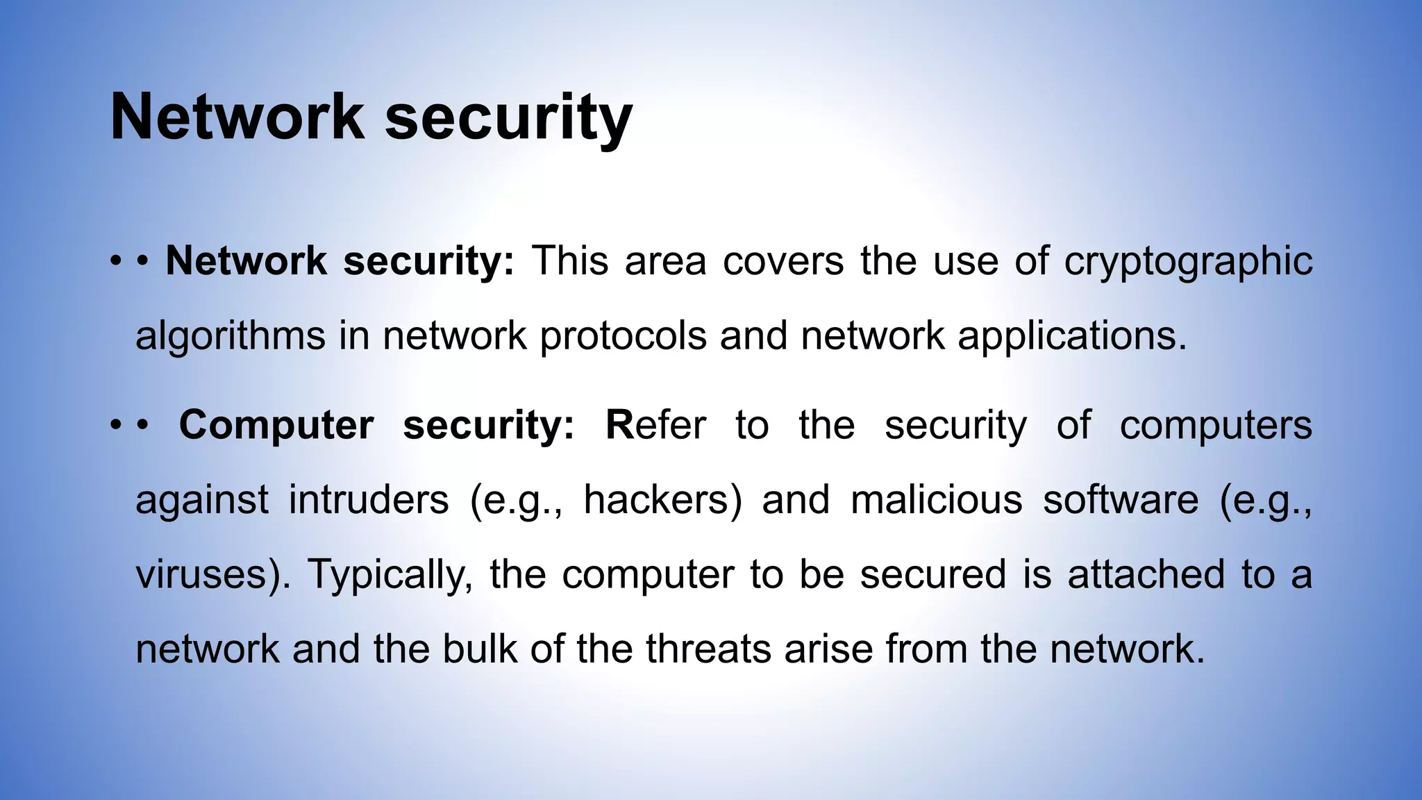 Information and network security 1 introduction | PPTX