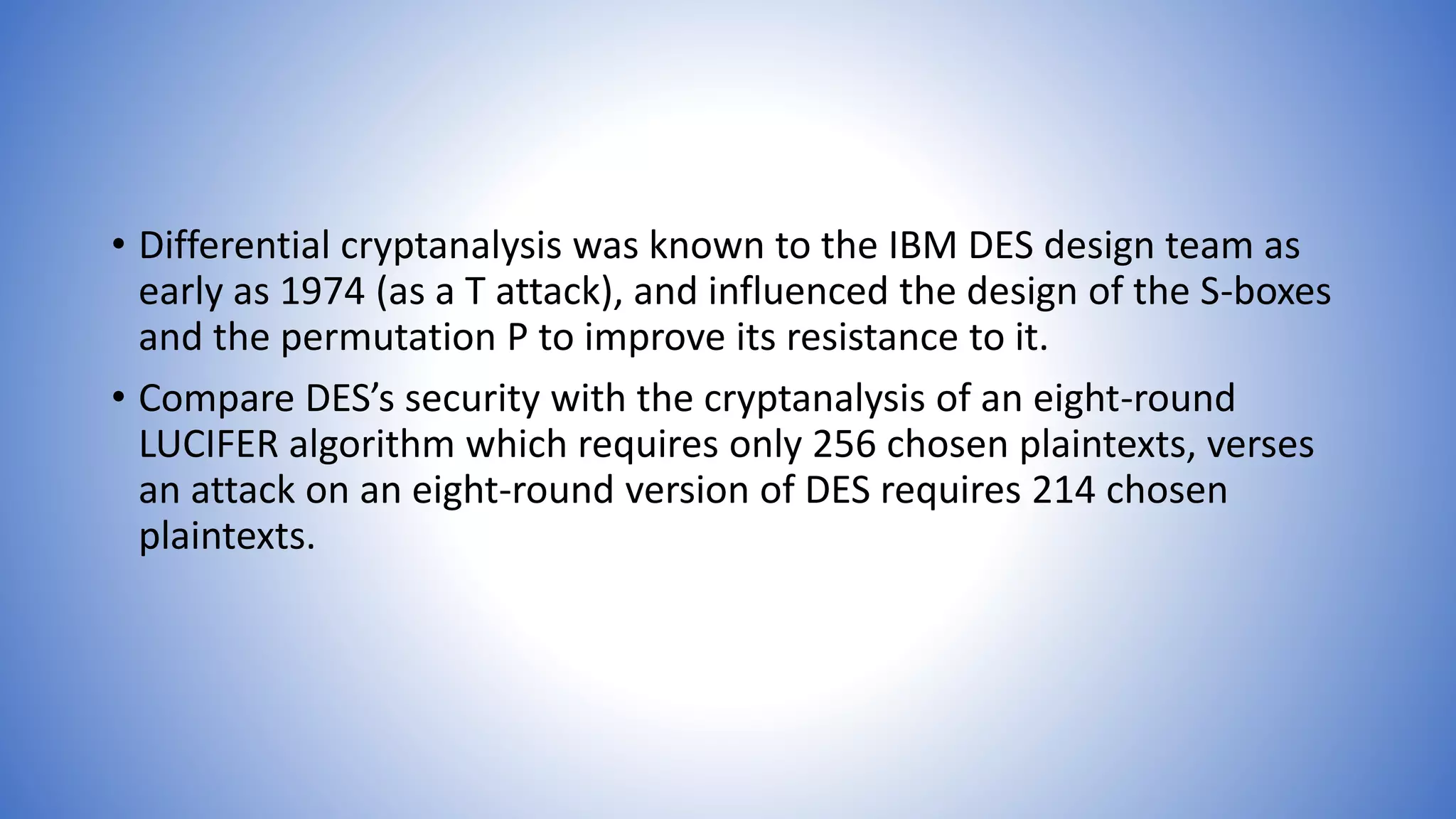 Information and network security 22 differential cryptanalysis | PPTX