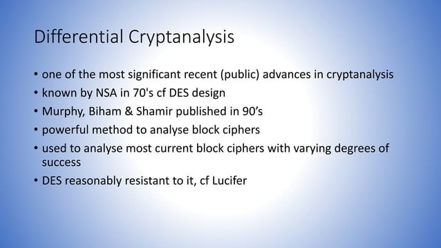 Information and network security 22 differential cryptanalysis | PPT