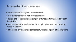 Information and network security 22 differential cryptanalysis | PPTX