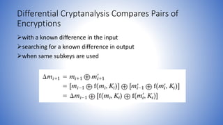 Information and network security 22 differential cryptanalysis | PPTX