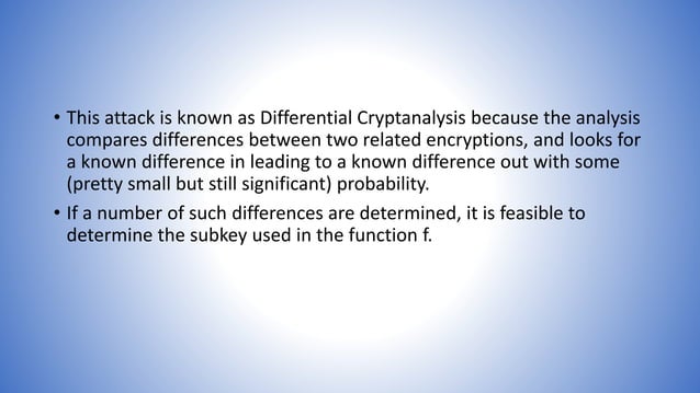 Information and network security 22 differential cryptanalysis | PPT