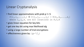 Information and network security 23 linear cryptanalysis | PPTX