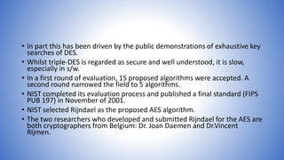 Information and network security 24 advanced encryption standard aes | PPT