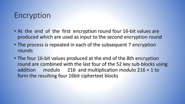 Information and network security 29 international data encryption ...