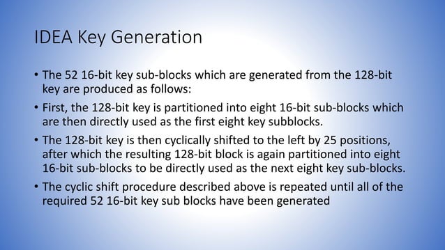 Information and network security 29 international data encryption ...