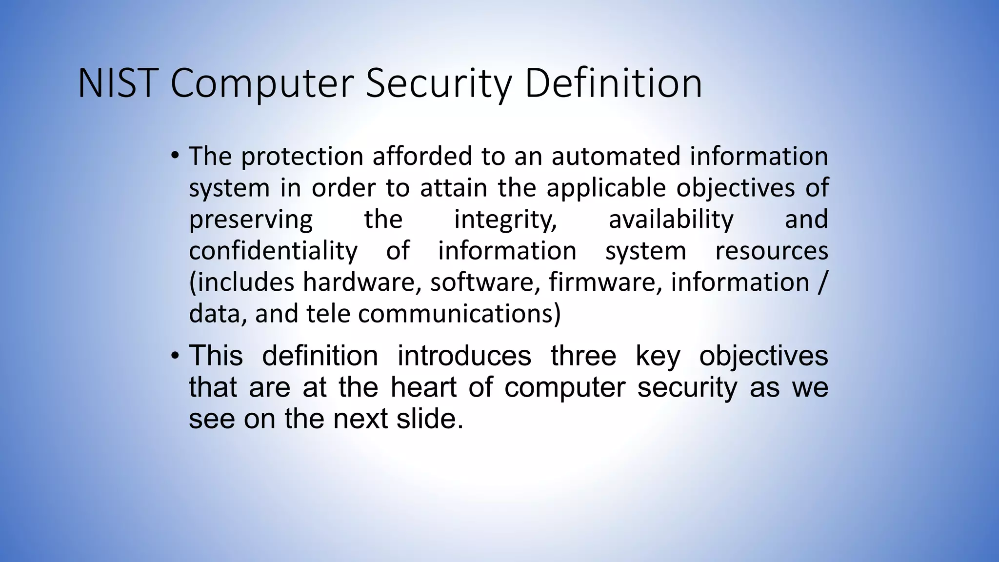 Information and network security 2 nist security definition | PPT