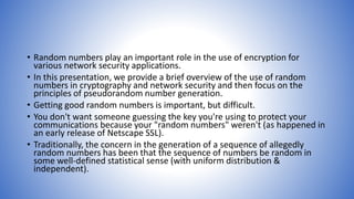 Information and network security 30 random numbers | PPTX