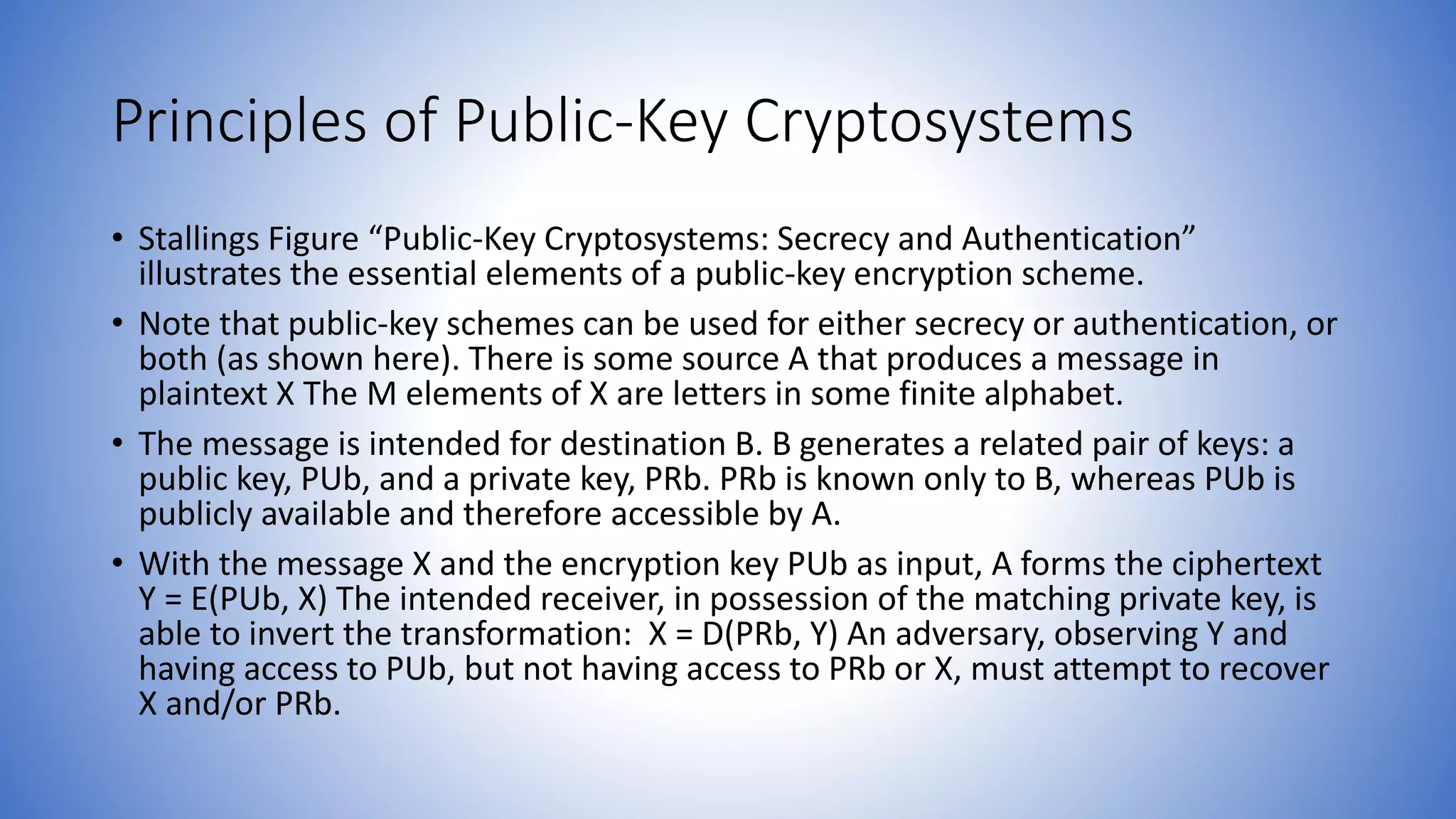 Information and network security 32 principles of public key ...