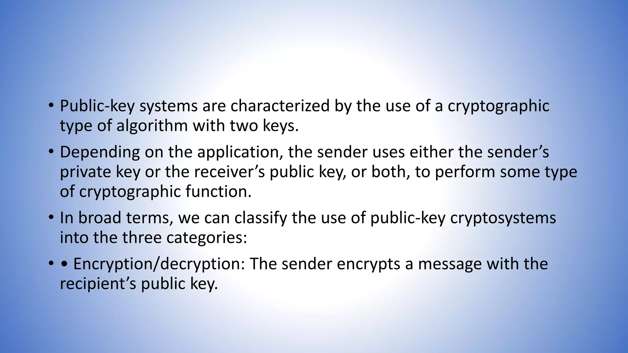 Information and network security 32 principles of public key ...