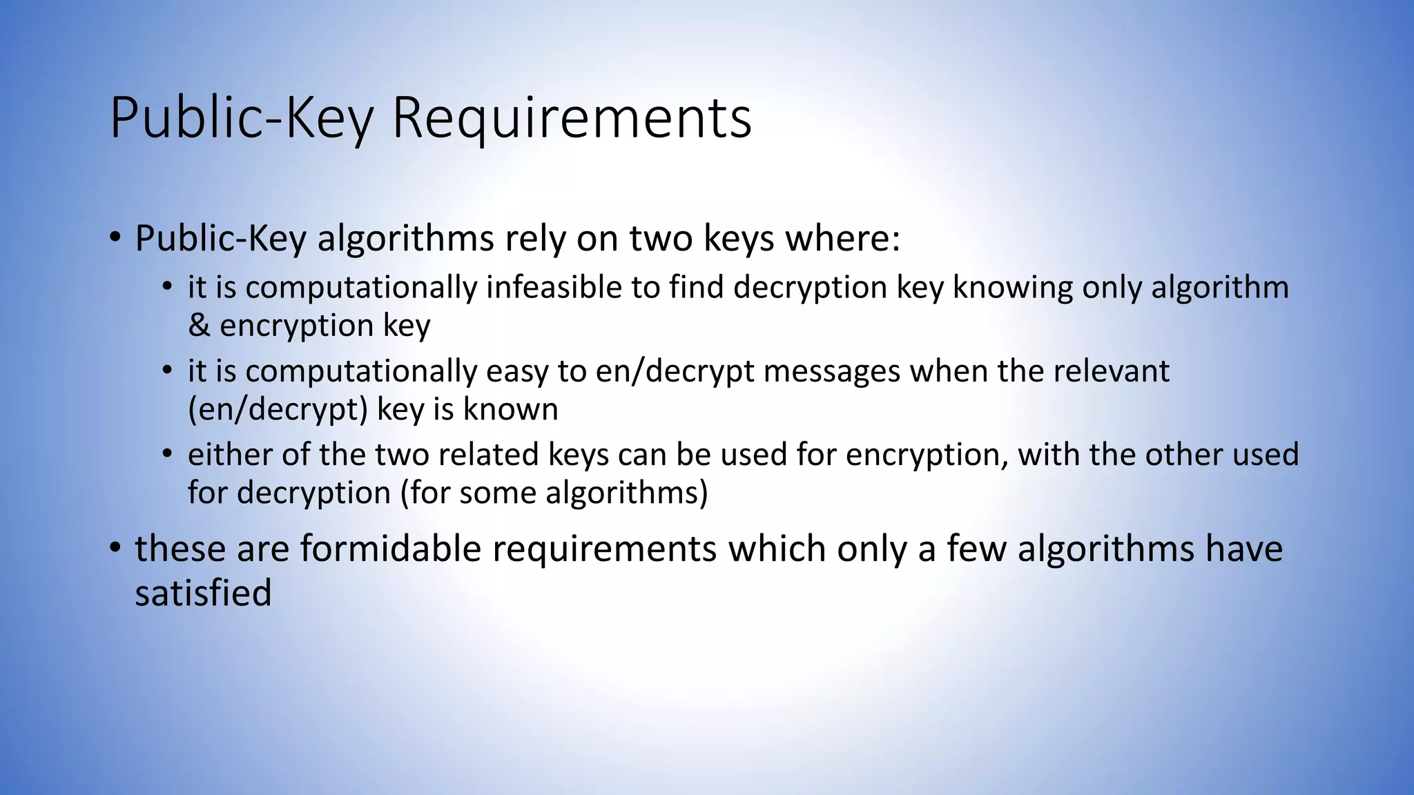 Information and network security 32 principles of public key ...