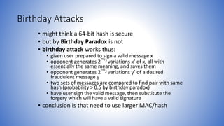 Information and network security 38 birthday attacks and security of ...