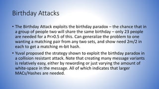 Information and network security 38 birthday attacks and security of ...