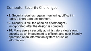 Information and network security 3 security challenges | PPTX