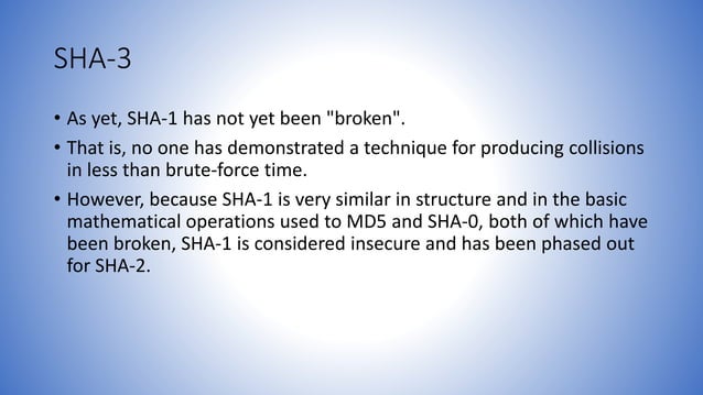 Information And Network Security 40 Sha3 Secure Hash Algorithm Ppt
