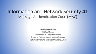 Information and network security 41 message authentication code | PPT