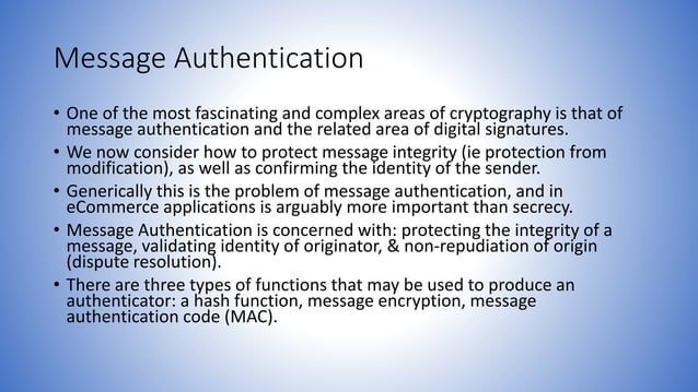 Information and network security 41 message authentication code | PPT