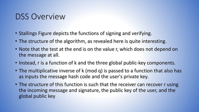 Information and network security 46 digital signature algorithm | PPT