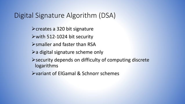 Information and network security 46 digital signature algorithm | PPT
