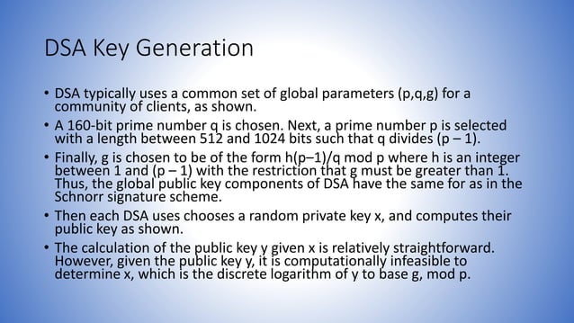 Information and network security 46 digital signature algorithm | PPT
