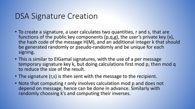 Information and network security 46 digital signature algorithm | PPT