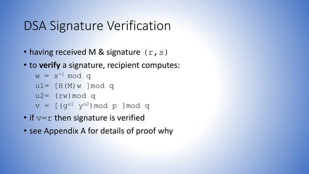 Information and network security 46 digital signature algorithm | PPT