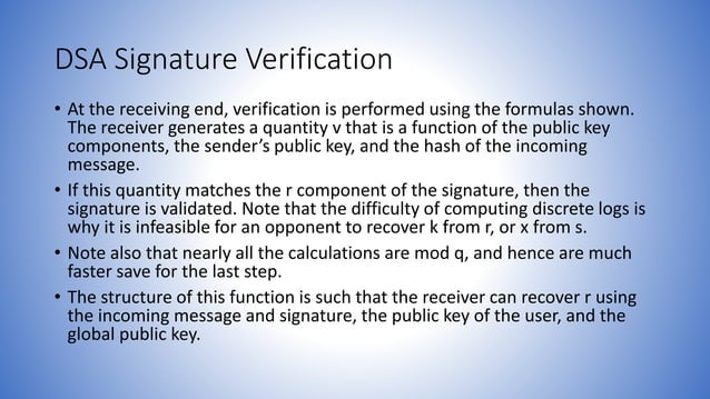 Information and network security 46 digital signature algorithm | PPT