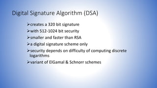 Information and network security 46 digital signature algorithm | PPT