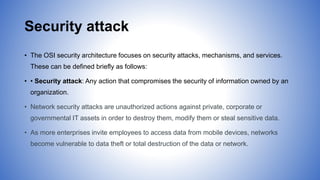 Information and network security 5 security attacks mechanisms and services | PPTX