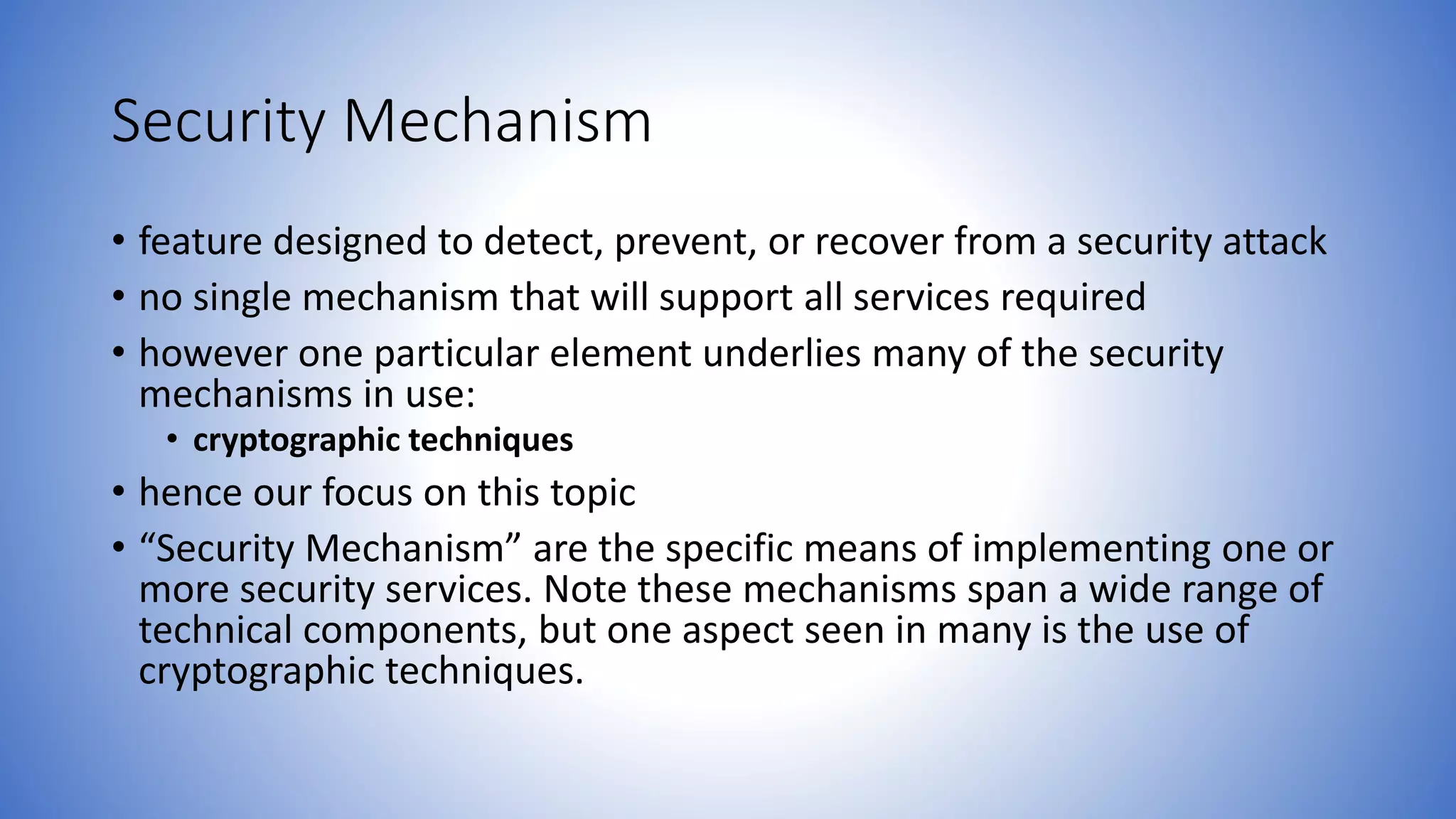 Information and network security 8 security mechanisms | PPTX