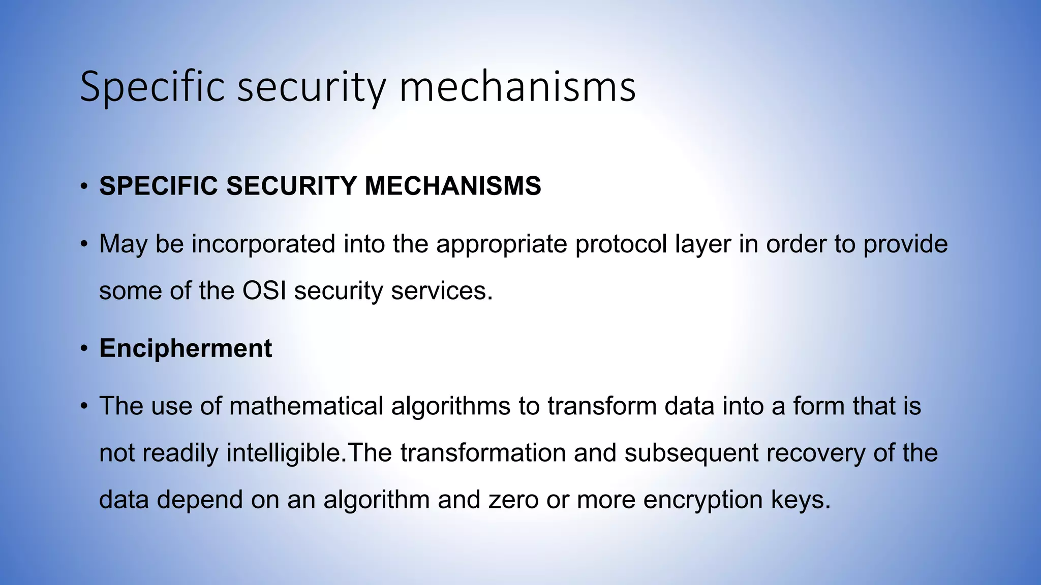 Information and network security 8 security mechanisms | PPTX