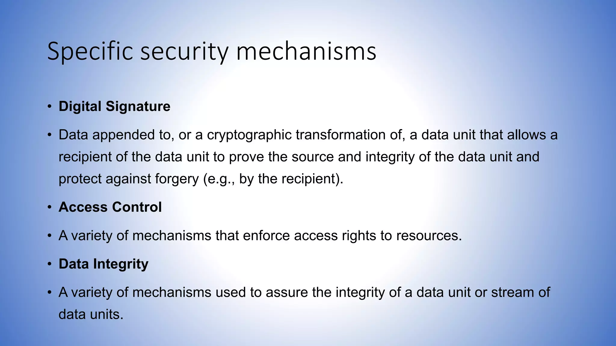 Information and network security 8 security mechanisms | PPTX