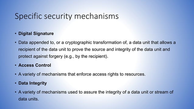 Information and network security 8 security mechanisms | PPTX ...