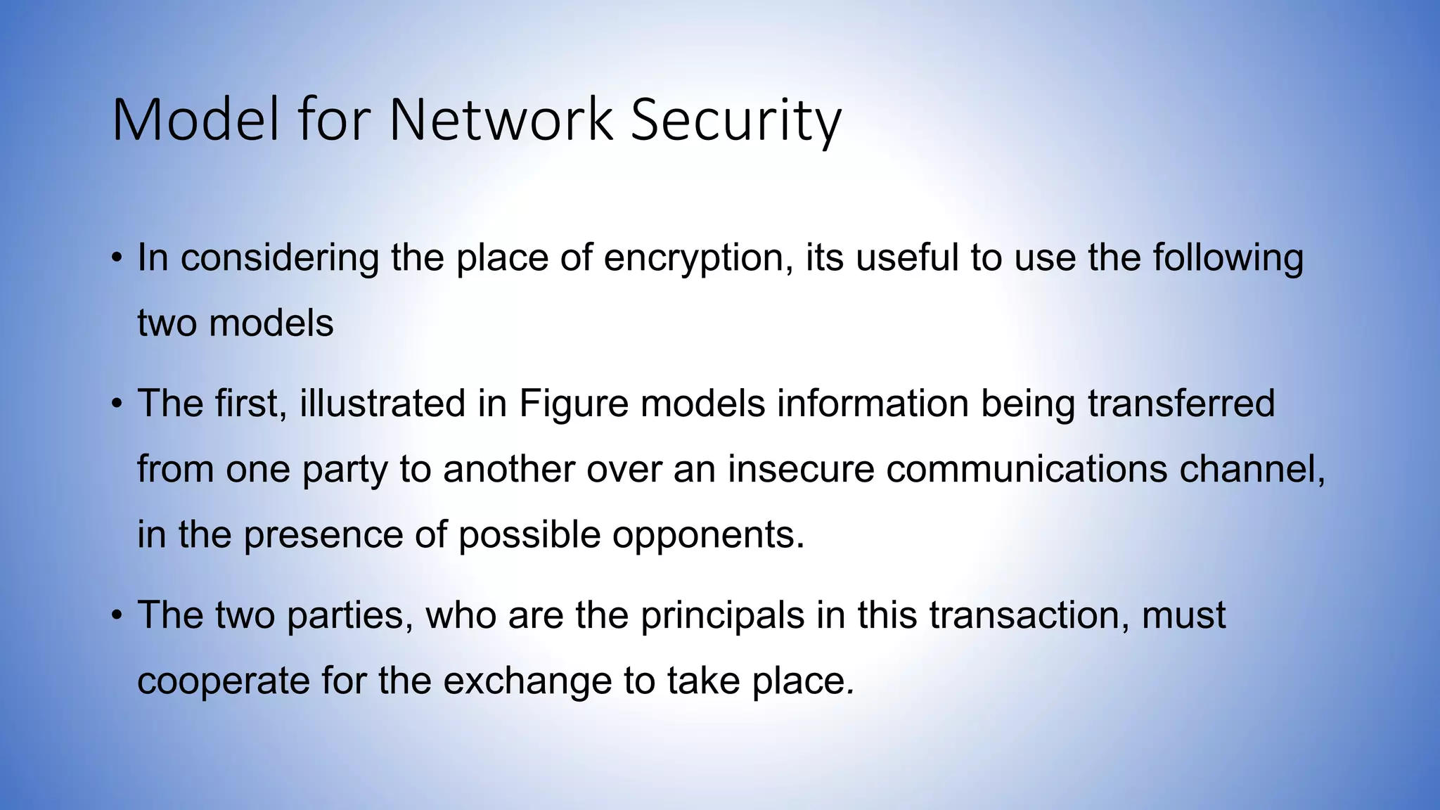 Information and network security 9 model for network security | PPTX