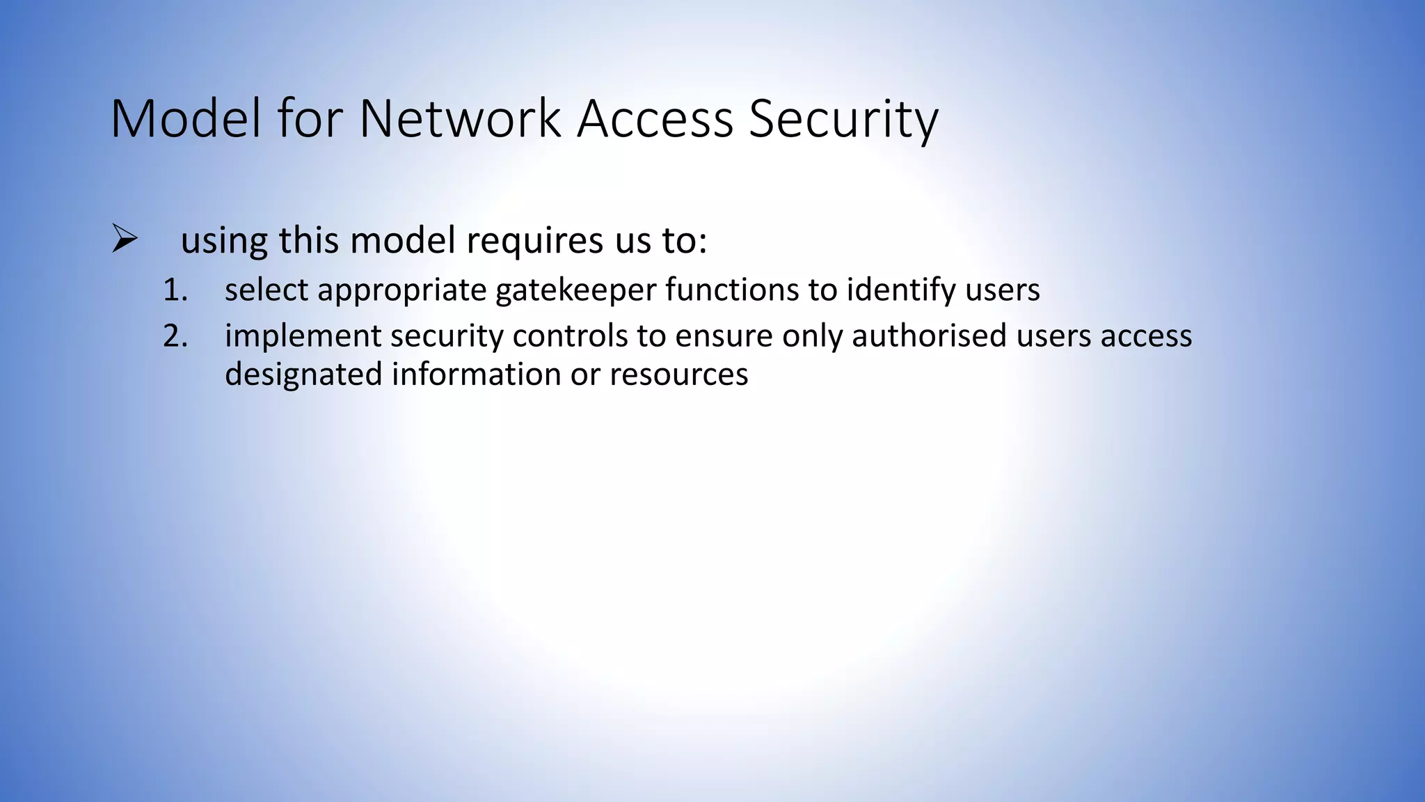 Information and network security 9 model for network security | PPTX
