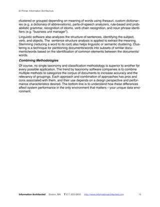 Information Architecture Primer - Integrating search,tagging, taxonomy and user interfaces by ...