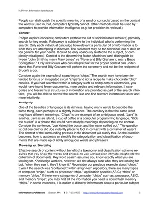 Information Architecture Primer - Integrating search,tagging, taxonomy and user interfaces by ...