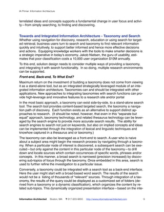 Information Architecture Primer - Integrating search,tagging, taxonomy and user interfaces by ...