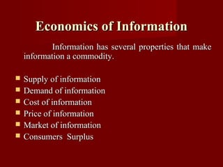 Information as a commodity | PPT