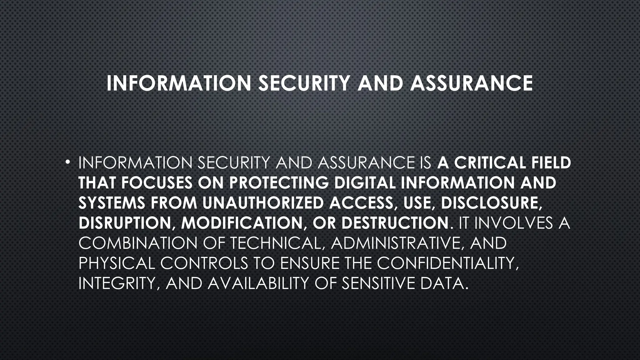 INFORMATION ASSURANCE AND SECURITY PRESENTATION | PPTX