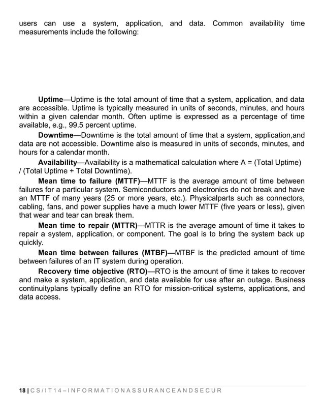 INFORMATION ASSURANCE AND SECURITY 1.pdf | Information and Network Security | Computing