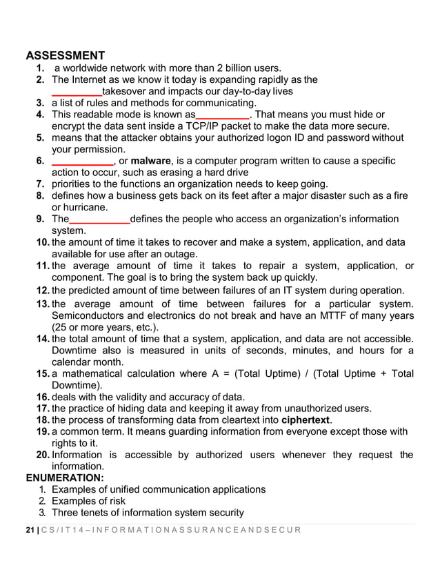 Information Assurance And Security 1 Pdf Information And Network Security Computing