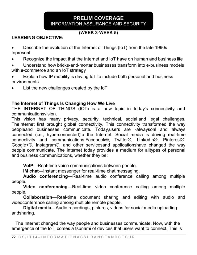 INFORMATION ASSURANCE AND SECURITY 1.pdf | Information and Network ...