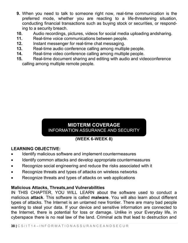 INFORMATION ASSURANCE AND SECURITY 1.pdf | Information and Network Security | Computing