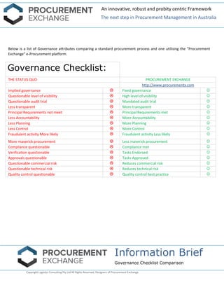 Procurement Exchange - Governance checklist | PDF