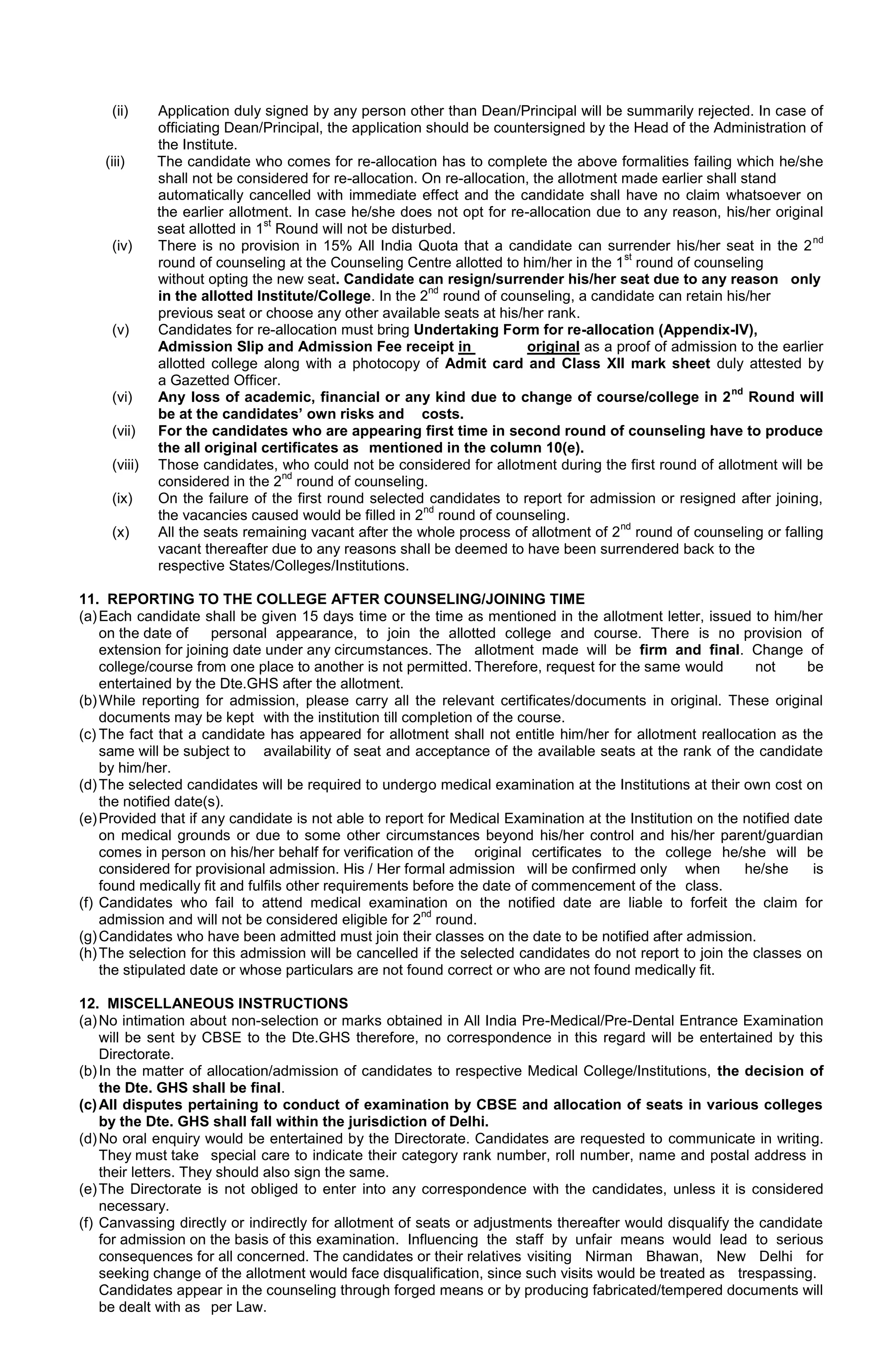 Information bulletin(counseling) aipmt 2012 | PDF