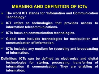 Information Communication and Technology (ICT’s) Application in ...
