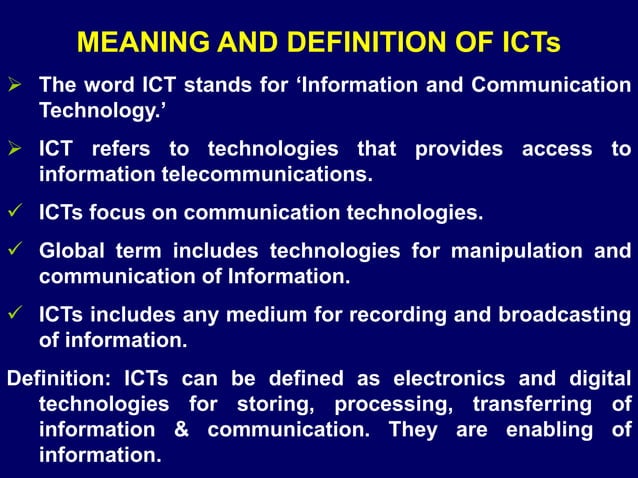 Information Communication and Technology (ICT’s) Application in ...