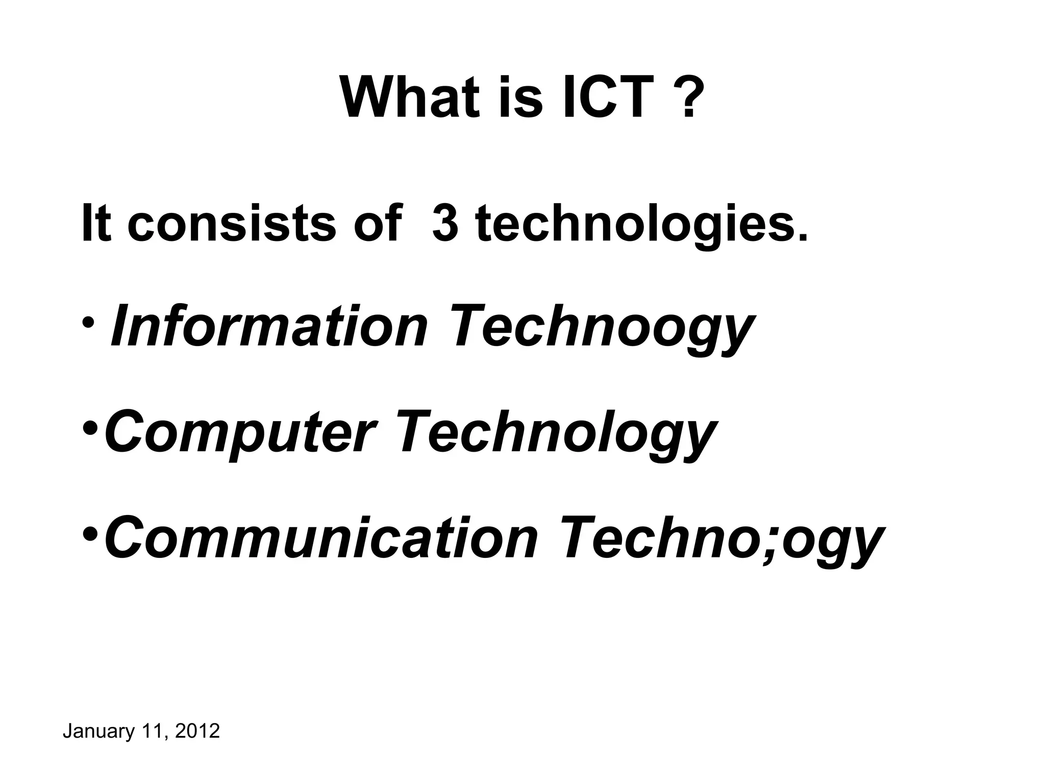 Information communication technology (ict) | PPT