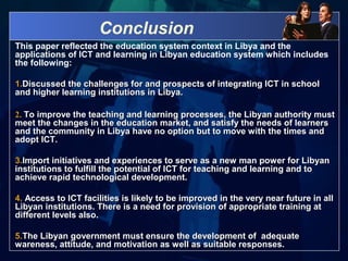 Information communication technology in libya for educational purposes ...